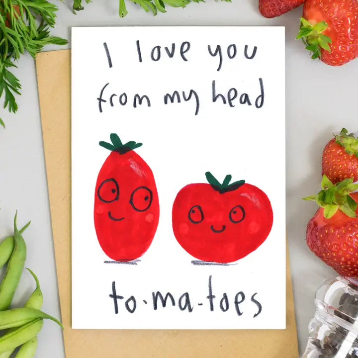 I Love You from My Head Tomatoes Card By Jo Clark Design | Curiouser