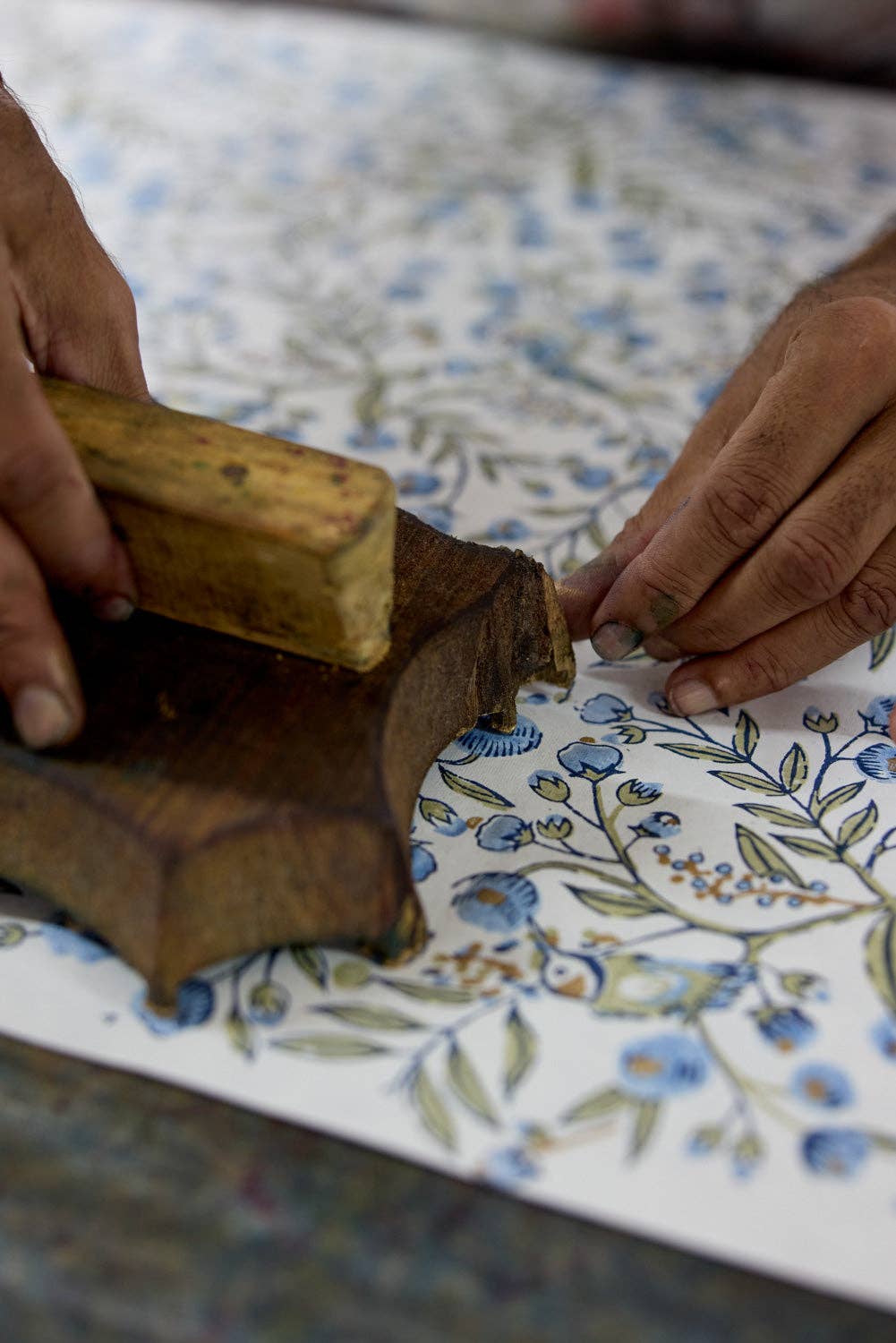 Song Birds Blue Stone Block Printed Wrapping Paper by Paper Mirchi ...