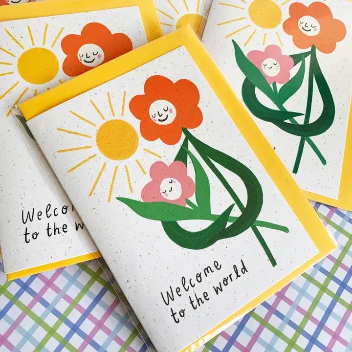 New Baby Flower Face Card by Kitty Kenda Papergoods | Curiouser