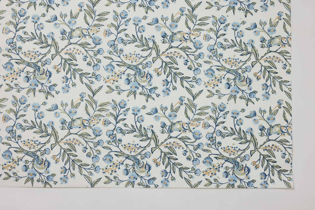 Song Birds Blue Stone Block Printed Wrapping Paper by Paper Mirchi ...