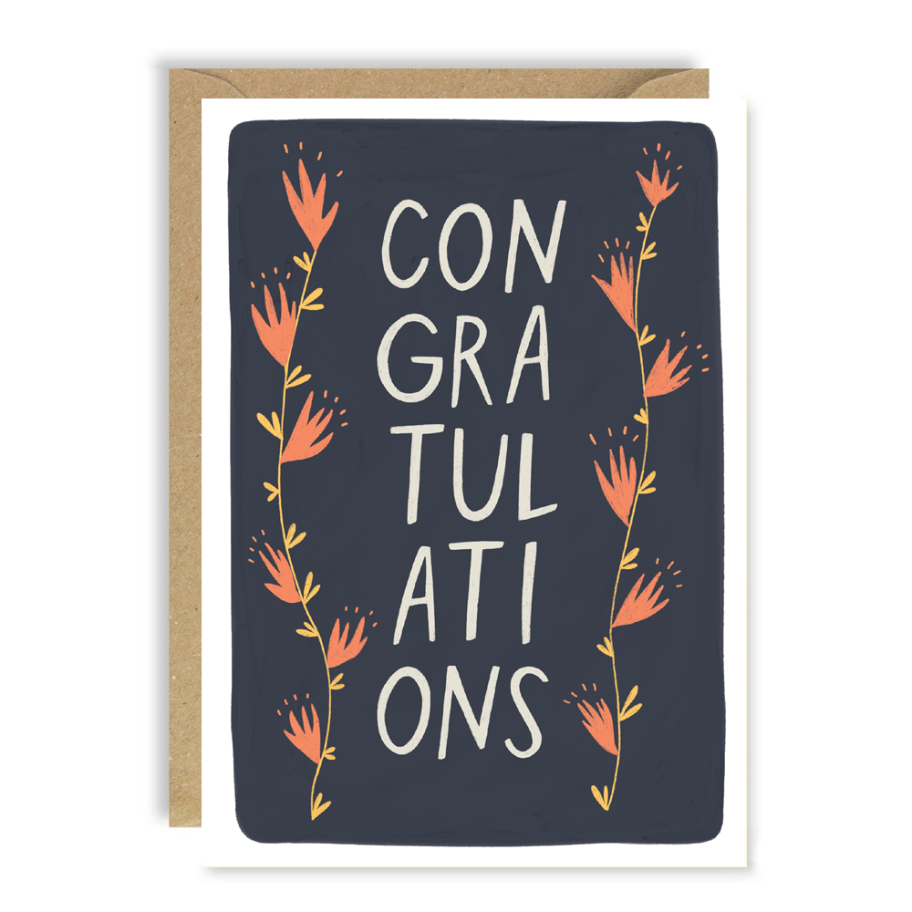 Orange Floral Congratulations Card By Joy Nevada | Curiouser