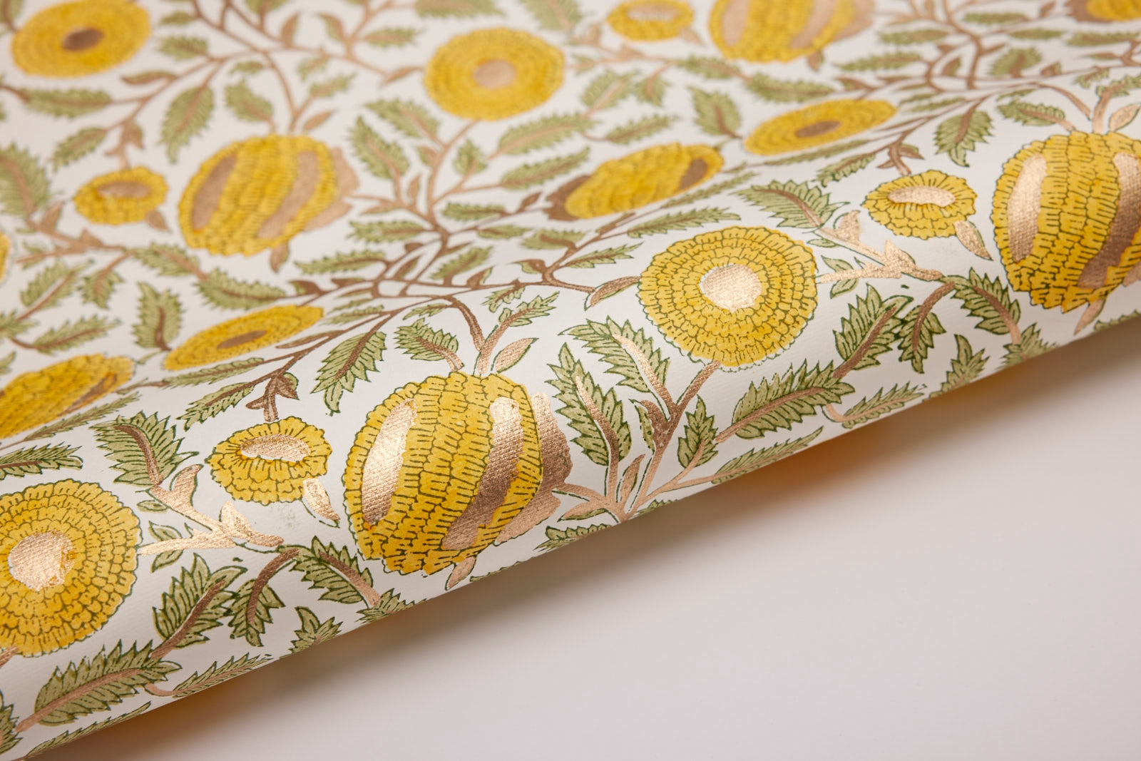 Sunshine Marigold Handmade Wood Block Printed Paper by Paper Mirchi ...
