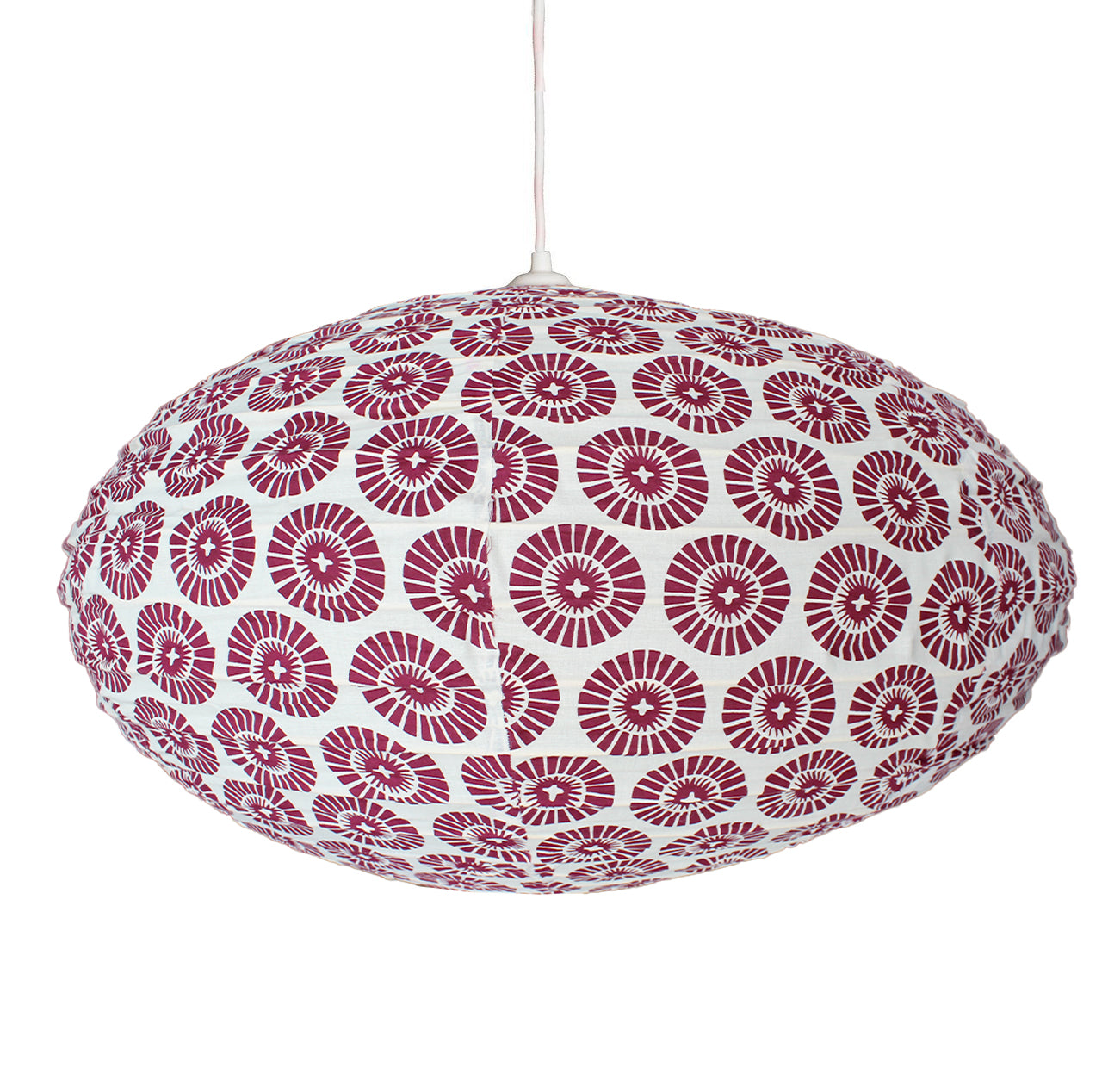 Large 80cm Cream & Purple Oki Cotton Pendant Lampshade | Curiouser