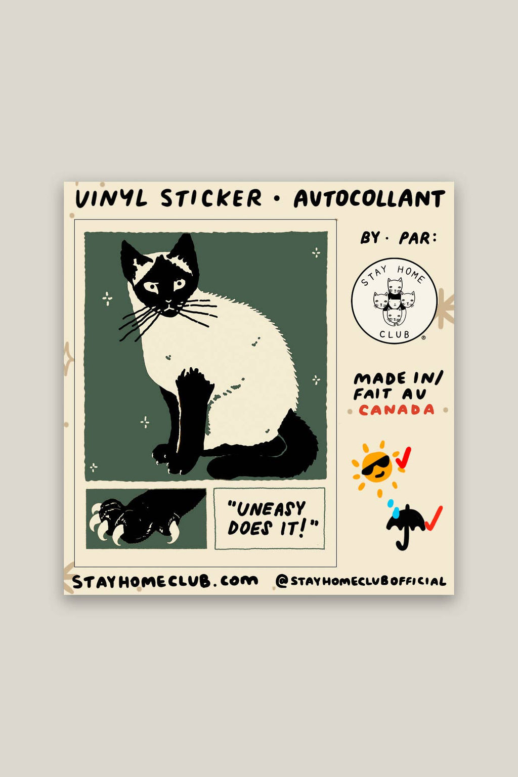 Uneasy Does It Vinyl Sticker by Stay Home Club | Curiouser