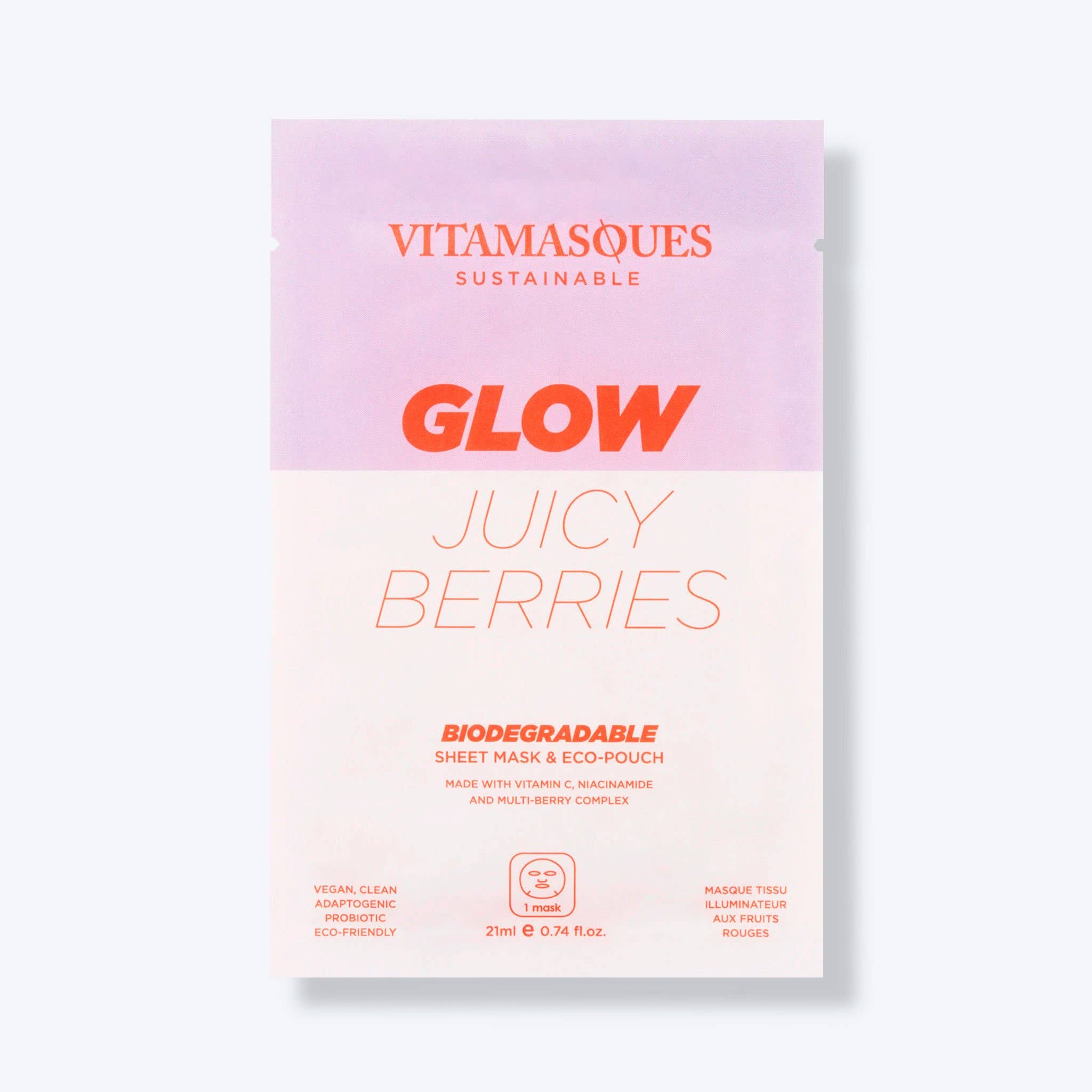 Glow Juicy Berries Biodegradable Face Sheet Mask by Vitamasques UK ...