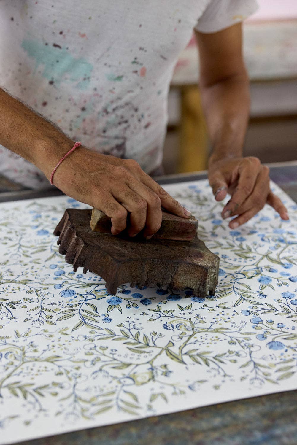 Song Birds Blue Stone Block Printed Wrapping Paper by Paper Mirchi ...