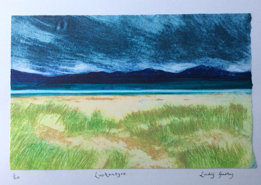 Luskentyre Collagraph Print by Lindy Furby | Curiouser